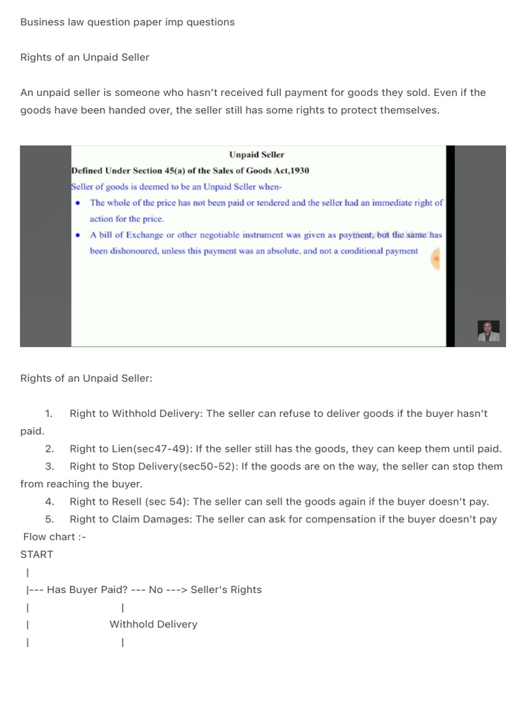 Business Law Question Paper Imp Questions | PDF | Breach Of Contract ...