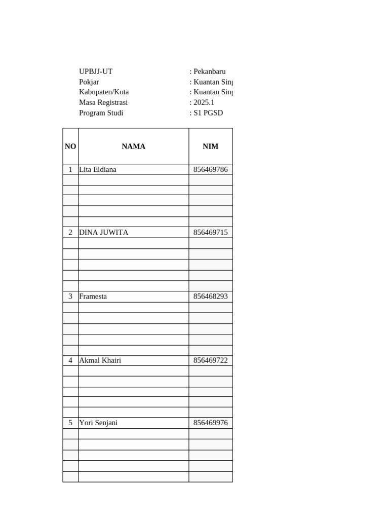 Jadwal - PKP SMT 8 2025-2 | PDF