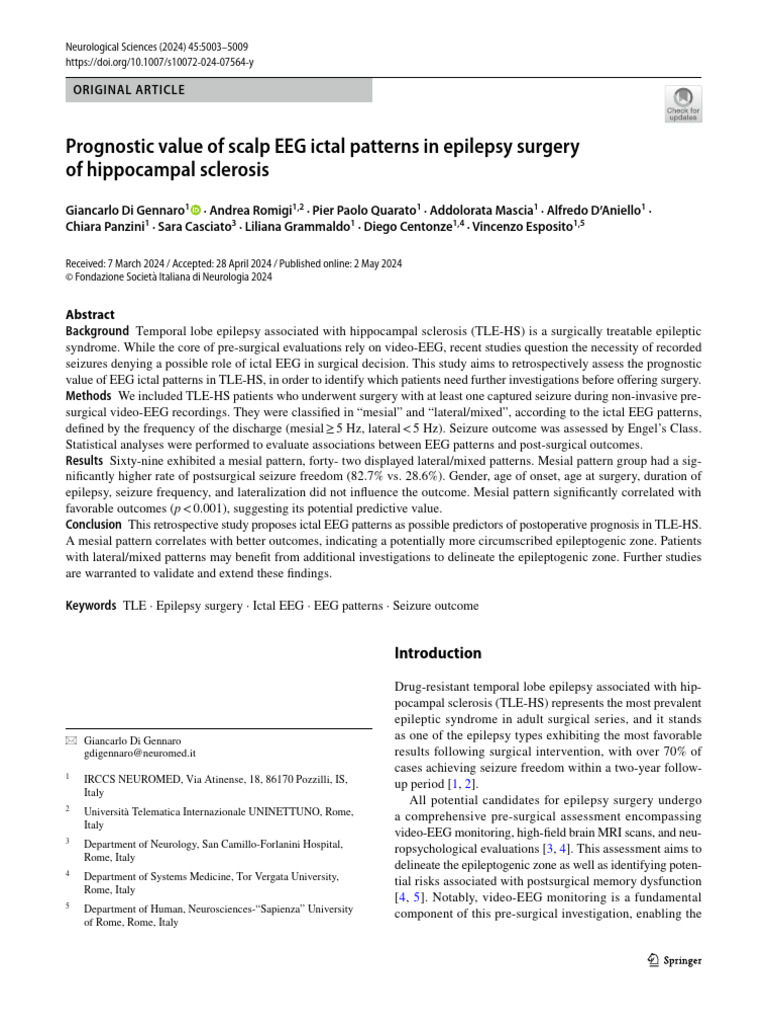 EEG Patterns Predicting TLE-HS Surgery Outcomes | PDF ...
