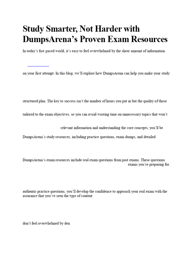 DumpsArena Study Guides: Reliable Tools For Guaranteed Exam Success | PDF | Learning | Employee ...