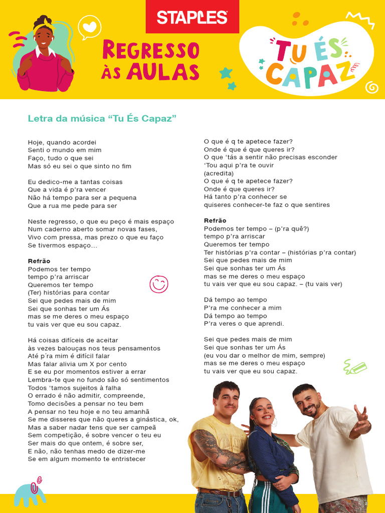 Letra da Música "Tu És Capaz" | PDF | Álbuns