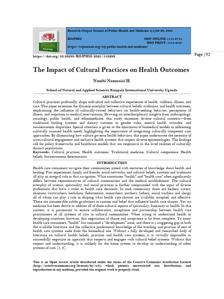Cultural Practices Impacting Health | PDF | Mental Disorder | Behavior