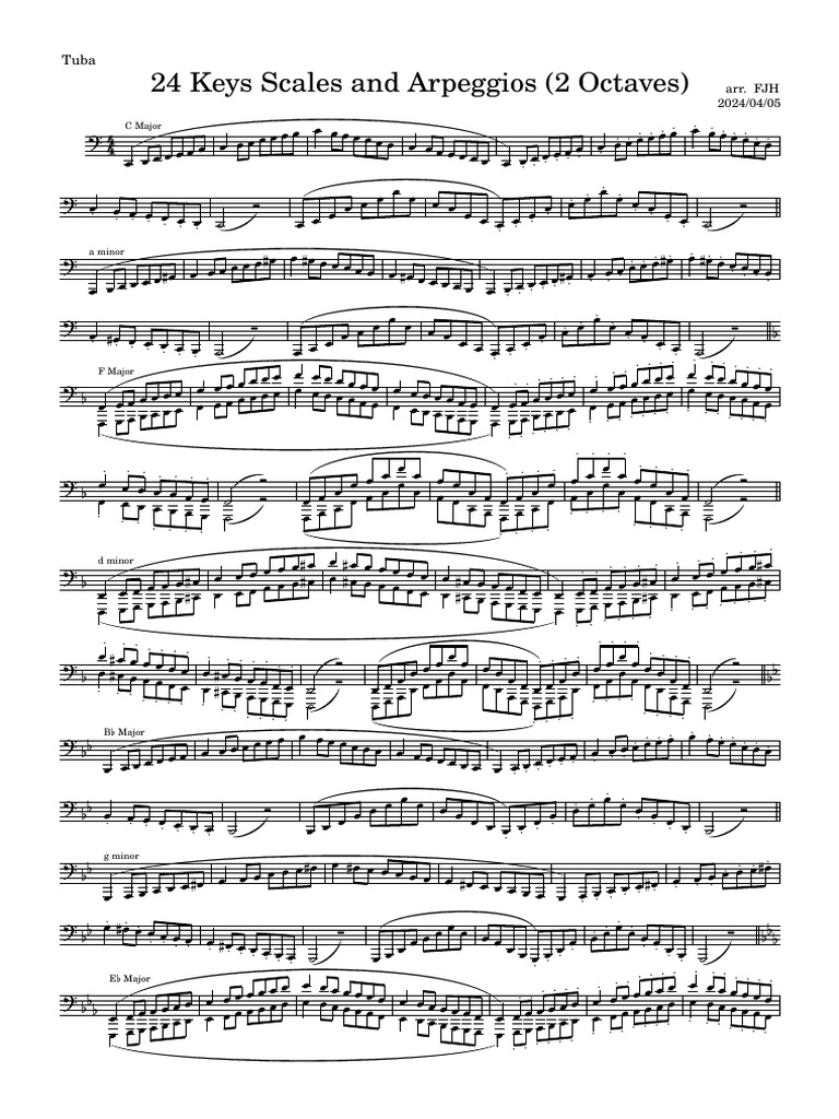 24 Keys Scales and Arpeggios (2 Octaves) - Tuba-1130405JHF | PDF ...