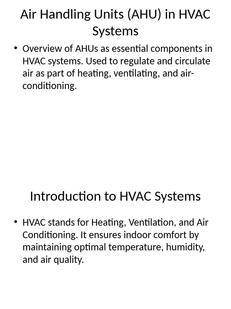 AHU HVAC Presentation Complete | PDF | Building Technology | Home