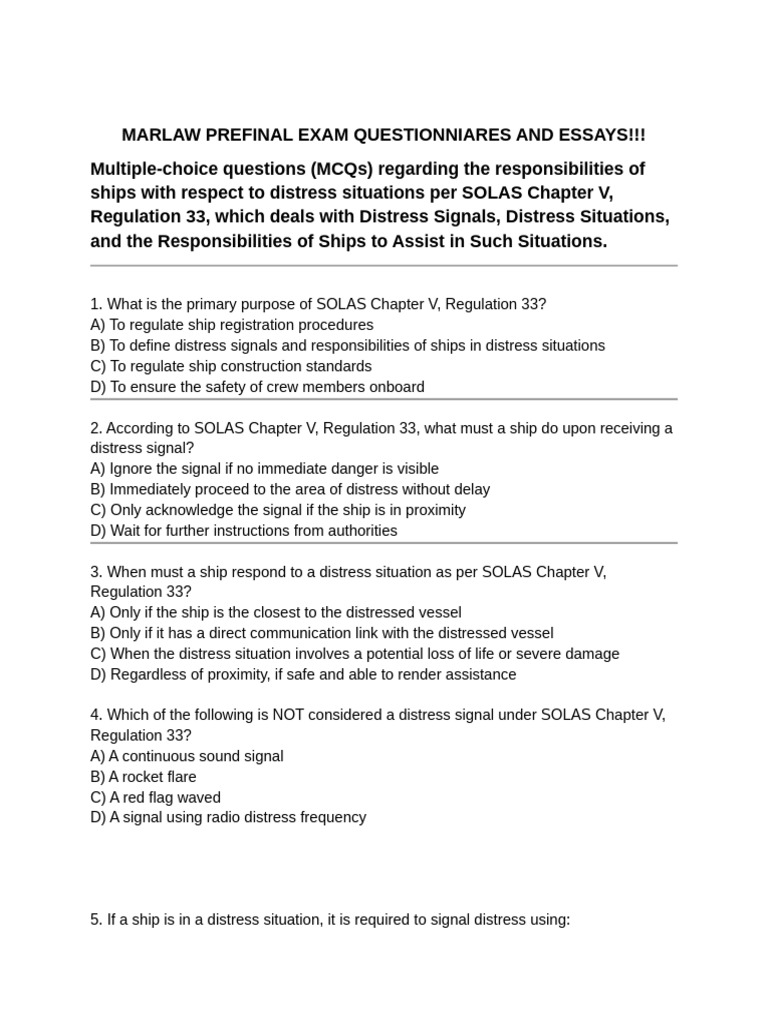Marlaw Prefinal Exam Charlie | PDF | Safety | Occupational Safety And ...