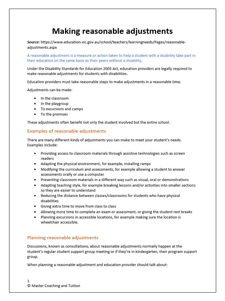 Making Reasonable Adjustments | PDF | Disability | Learning