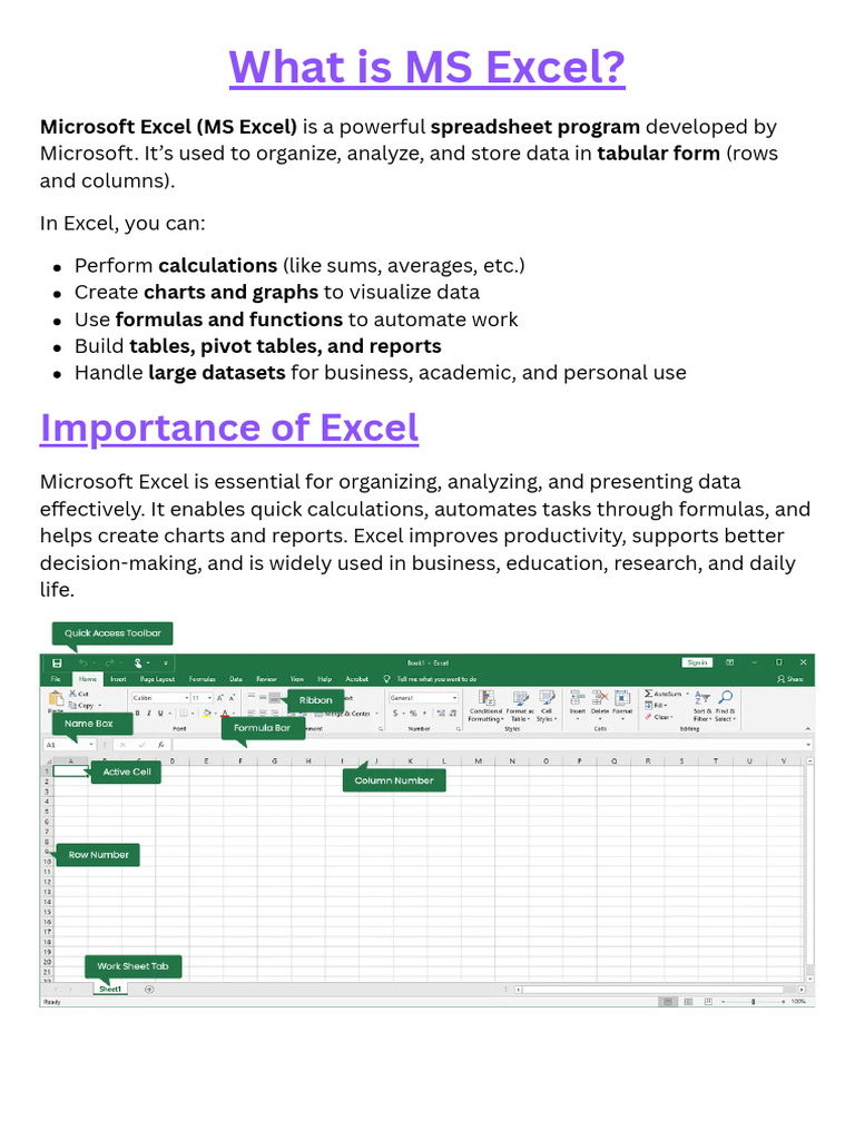 What is MS Excel (4) | PDF | Microsoft Excel | Spreadsheet