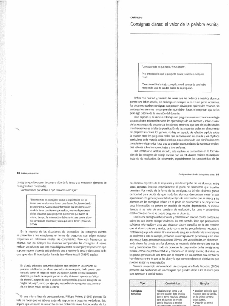 Evaluar para Aprender Consignas Claras C5 | PDF