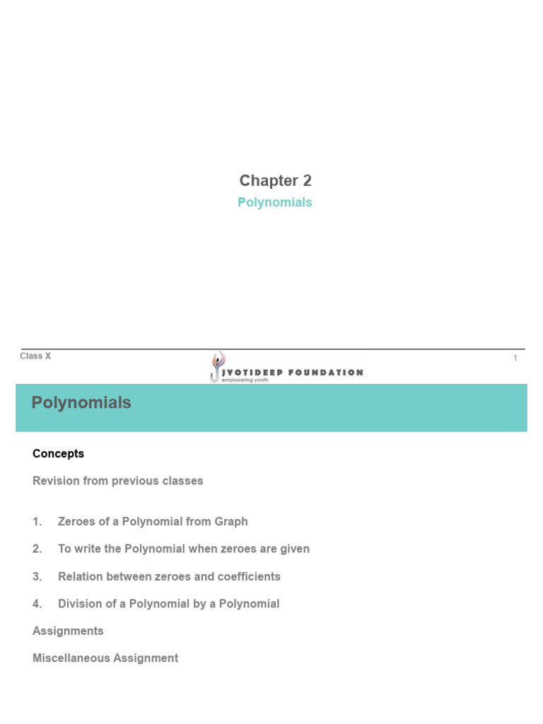 X Ch. 2 Polynomials 2 120425 | PDF | Polynomial | Zero Of A Function