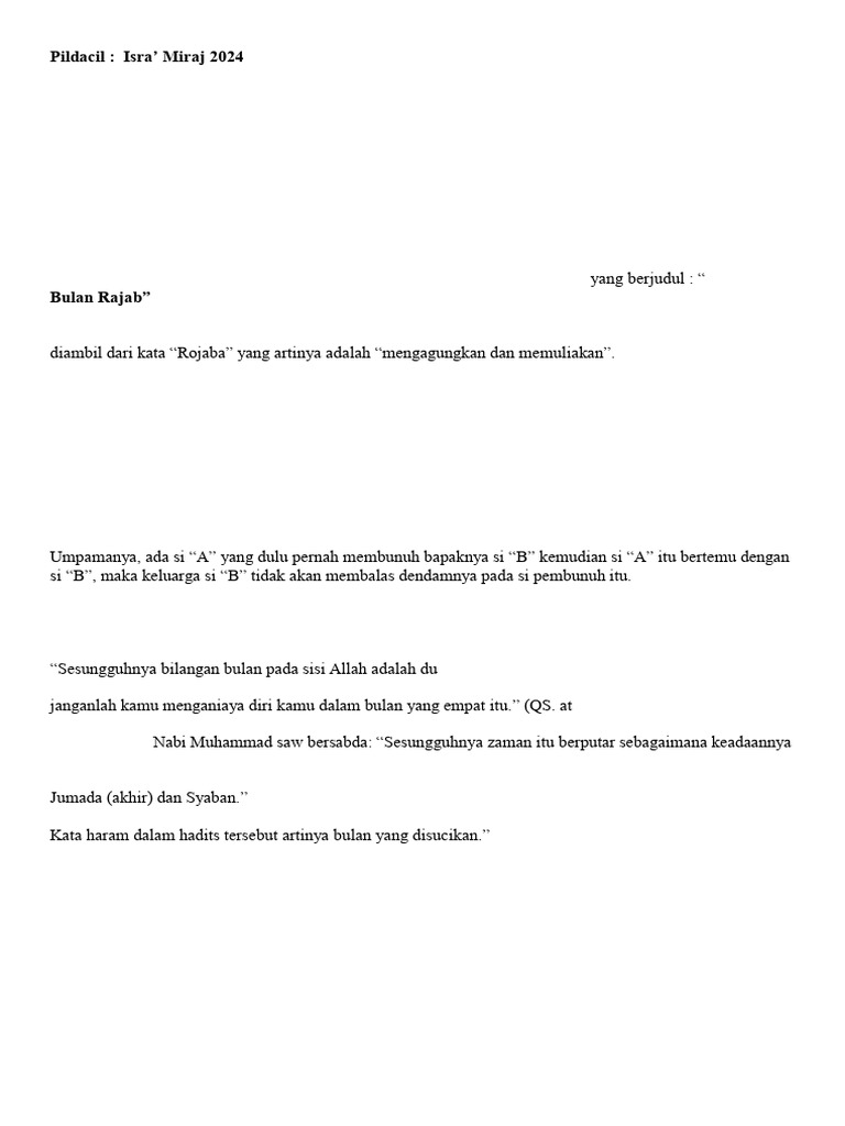 Tema 4 (Pildacil) Kemuliaan Bulan Rajab | PDF