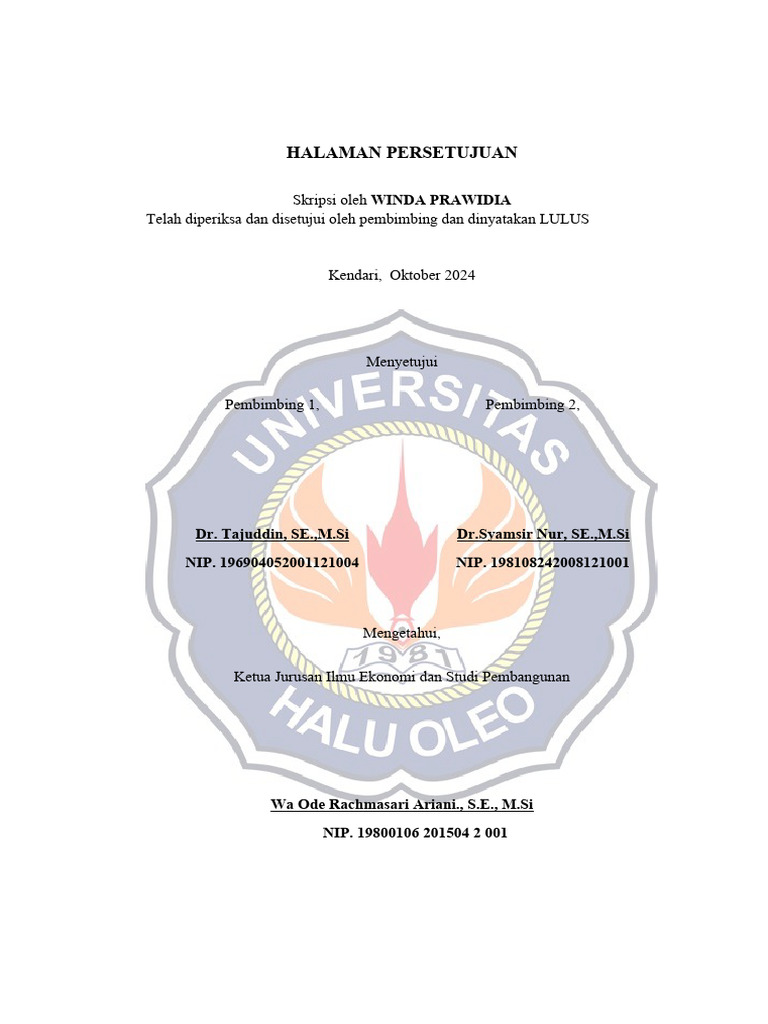 Halaman Persetujuan Dan Halaman Pengesahan Winda Prawidia | PDF