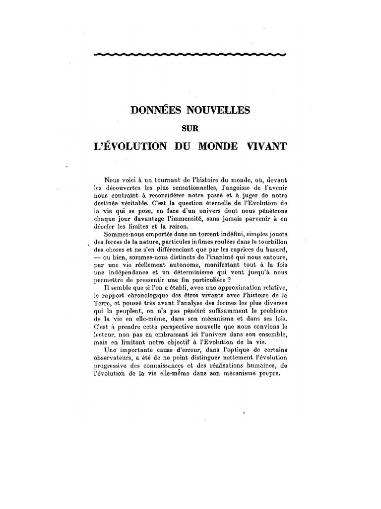 Évolution du monde vivant : nouvelles perspectives | PDF | Évolution | Vie