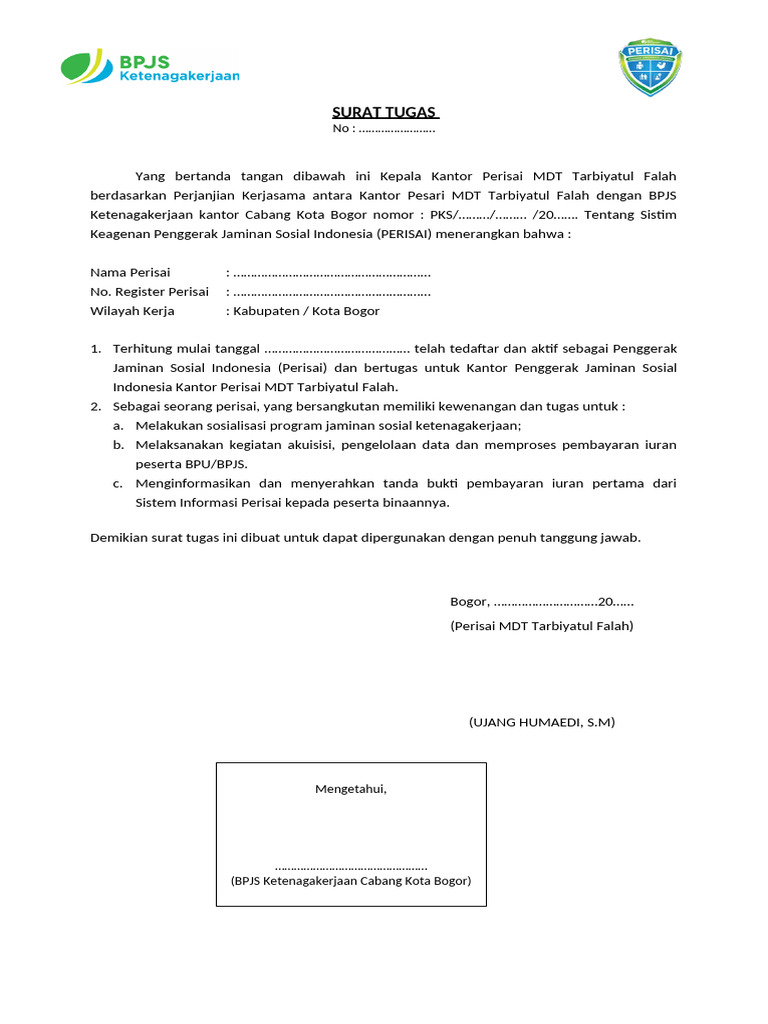 Surat Tugas Perisai | PDF