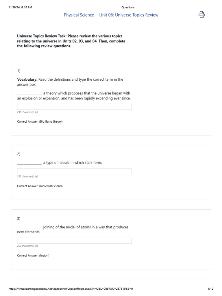 Universe Topics Review Guide | PDF | Galaxy | Stars