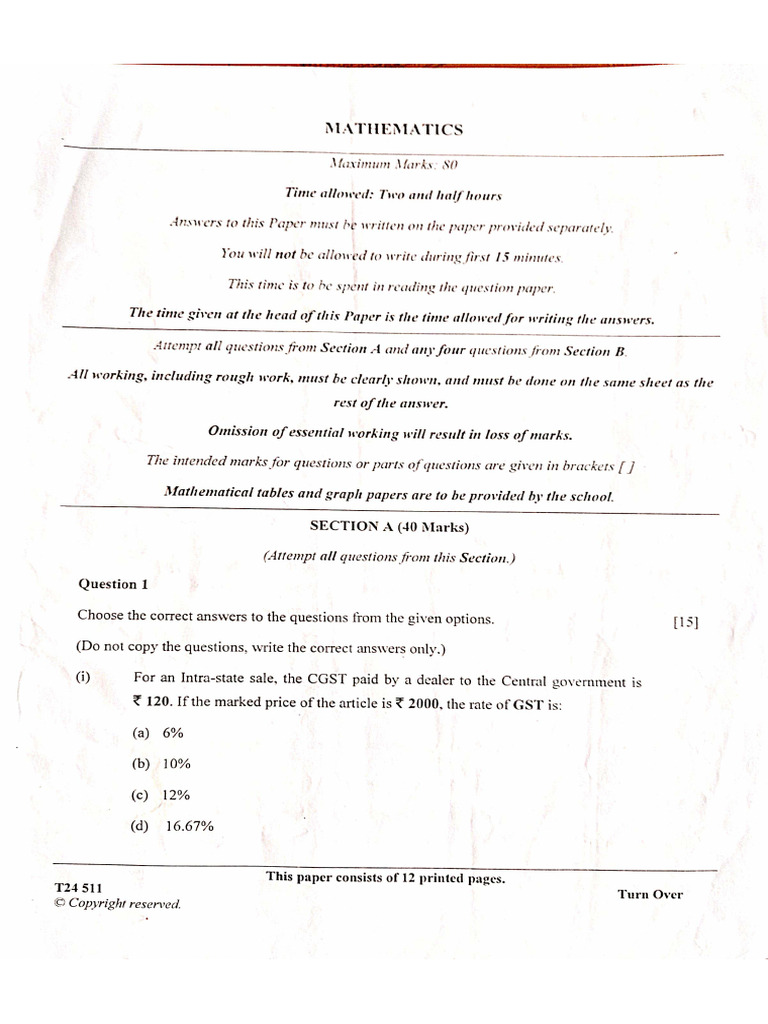 Maths Paper | PDF