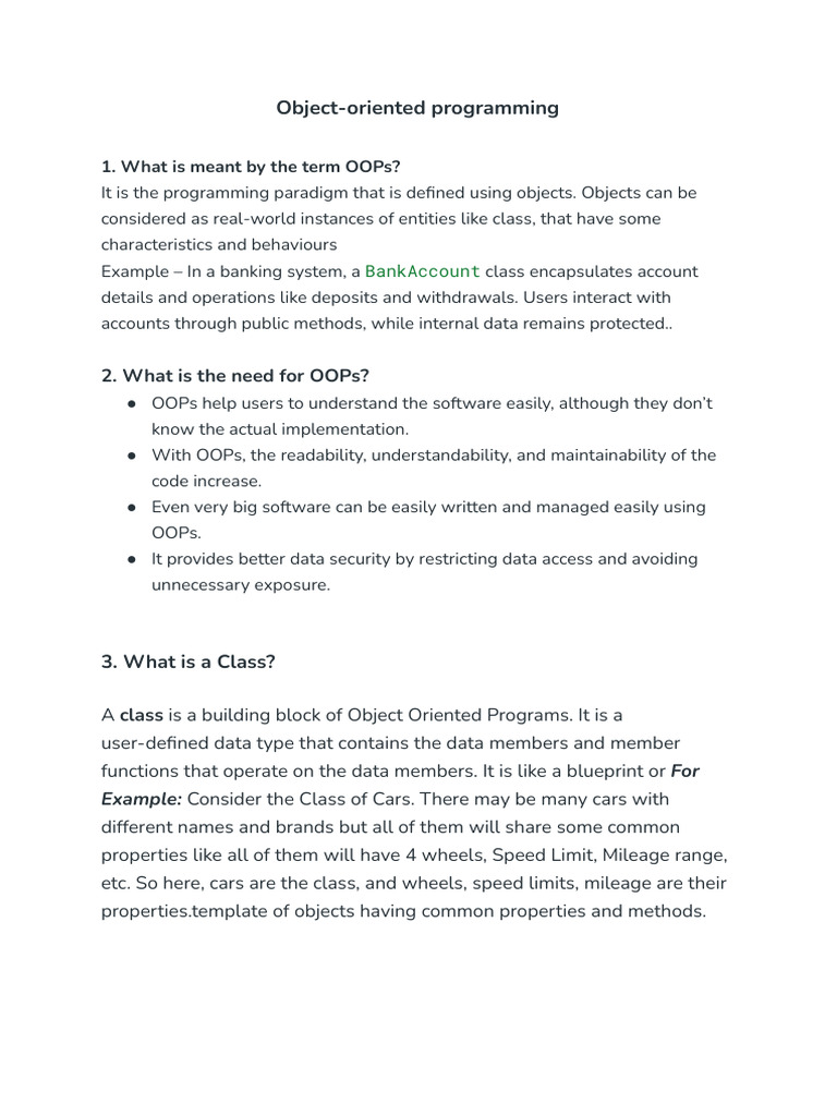 Object Oriented Programming | PDF | Method (Computer Programming ...