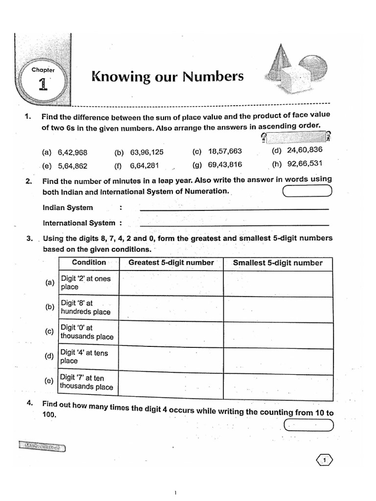 Maths Class 6 Numbers | PDF