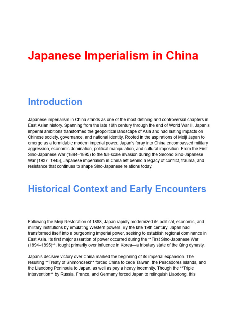 2nd Japnese Imperialism in China | PDF | Empire Of Japan | Manchuria