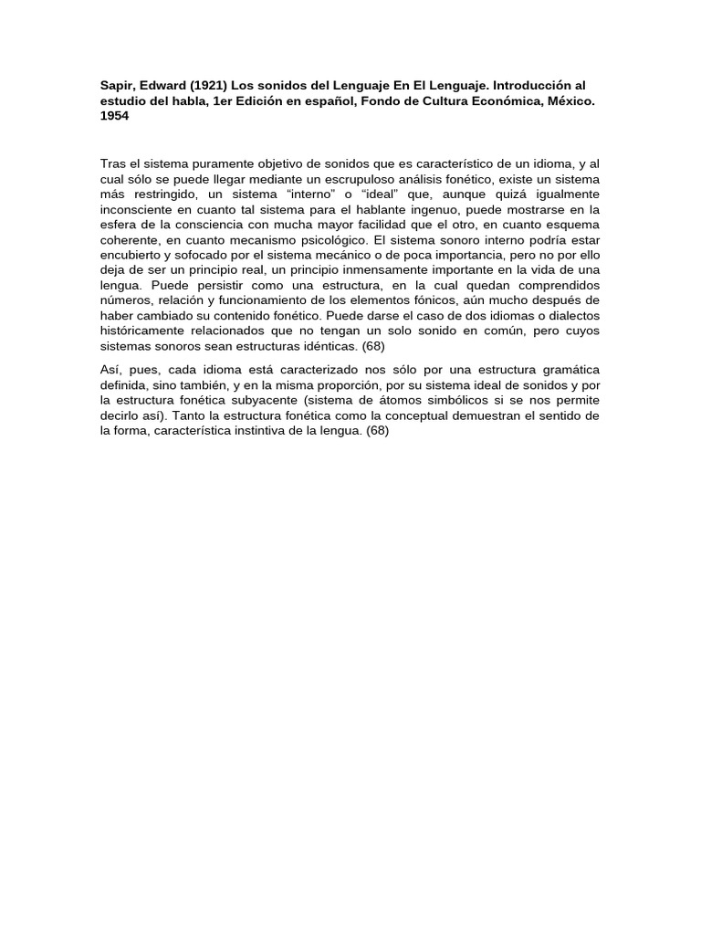 Sapir2.Los Sonidos Del Lenguaje. El Lenguaje | PDF