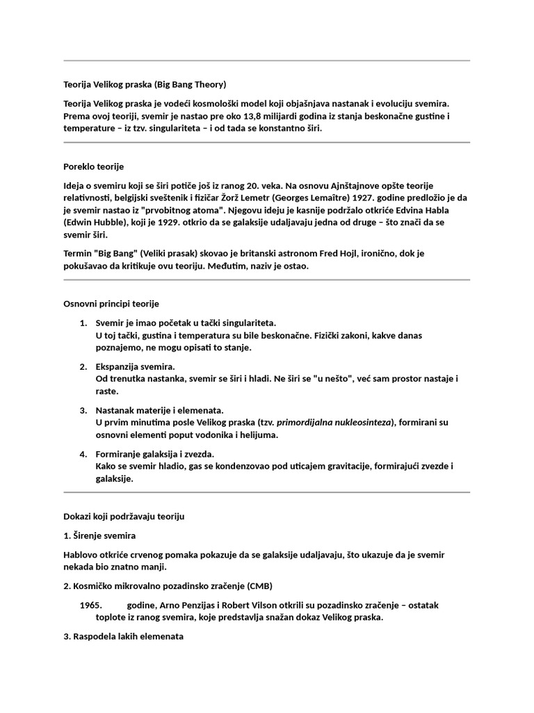 Teorija Velikog Praska (Big Bang Theory) | PDF