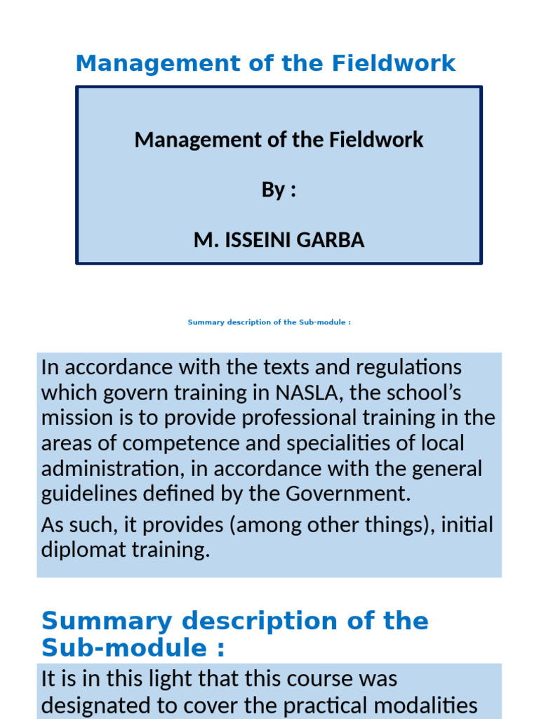 Management of The Fieldwork | PDF | Procedural Knowledge | Field Research