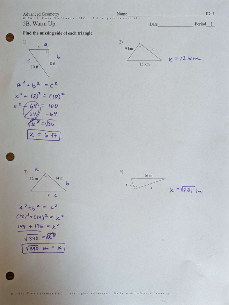 5B - Pythagorean Converse & Simplifying Radicals | PDF