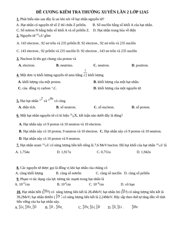 Bản Sao ĐỀ CƯƠNG ÔN KT 15P LẦN 2-HK2 | PDF