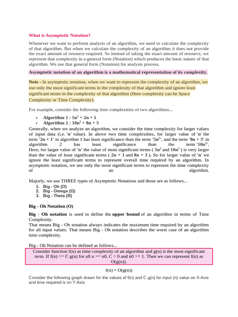 What is Asymptotic Notation | PDF | Time Complexity | Computational Complexity Theory