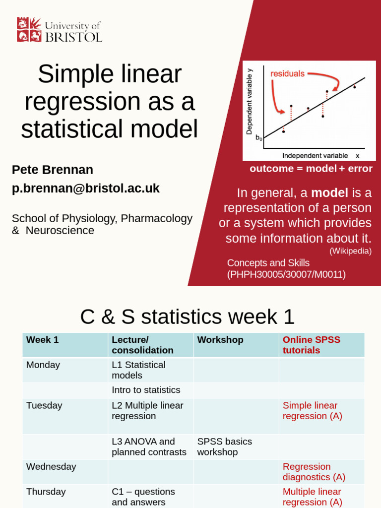 Simple Linear Regression | PDF | Errors And Residuals | Dependent And Independent Variables