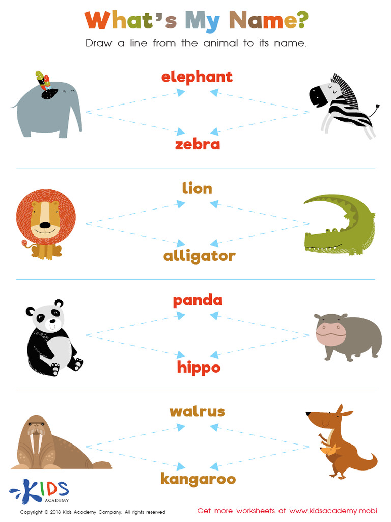 Animal Name Matching Worksheet | PDF