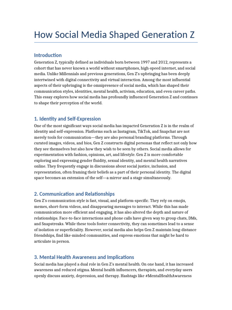 Extended How Social Media Shaped Gen Z | PDF | Social Media | Popular ...
