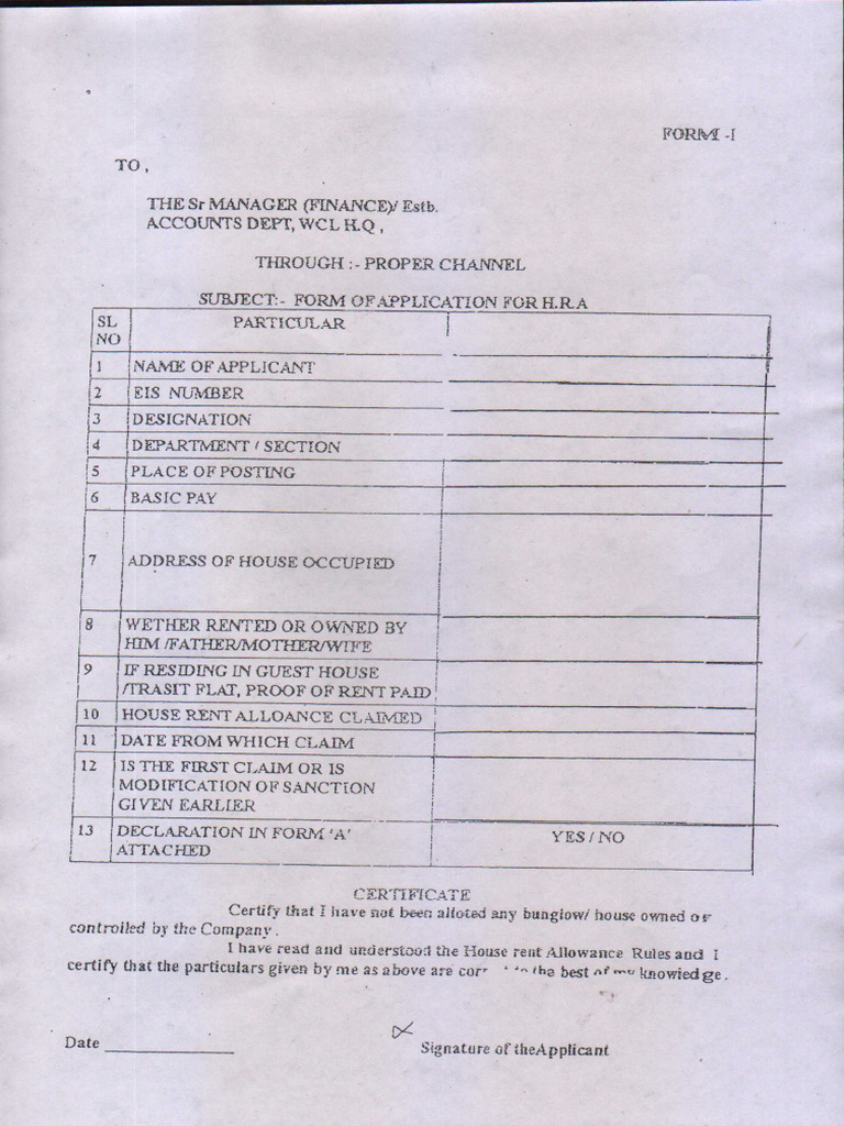 FORM - OF - APPLICATION - FOR - HRA Coal | PDF