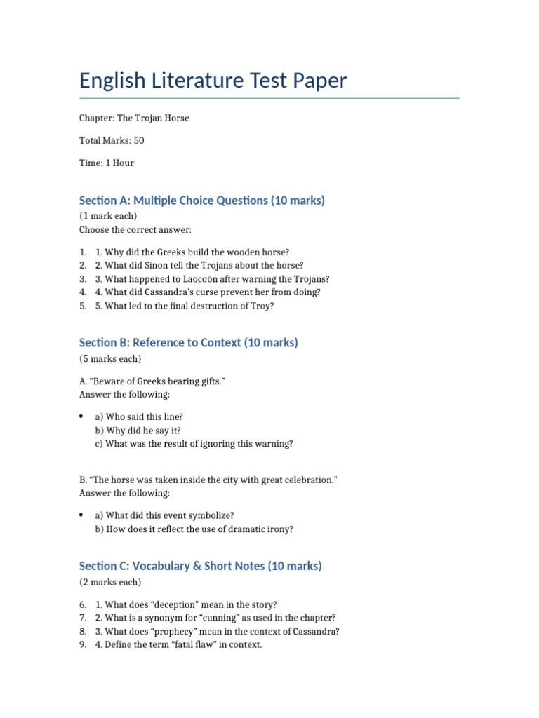 The Trojan Horse Test Paper | PDF