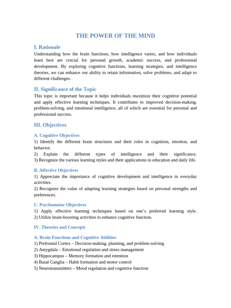 The Marvelous Brain Handout R2 | PDF | Learning | Intelligence