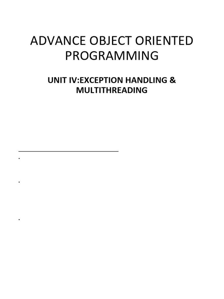 UNIT4 - Exception Handling & Multithreading | PDF | Java (Programming Language) | Integer ...