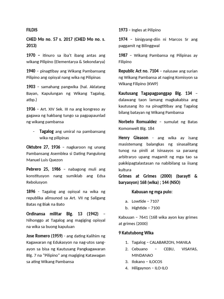 Fildis Reviewer | PDF