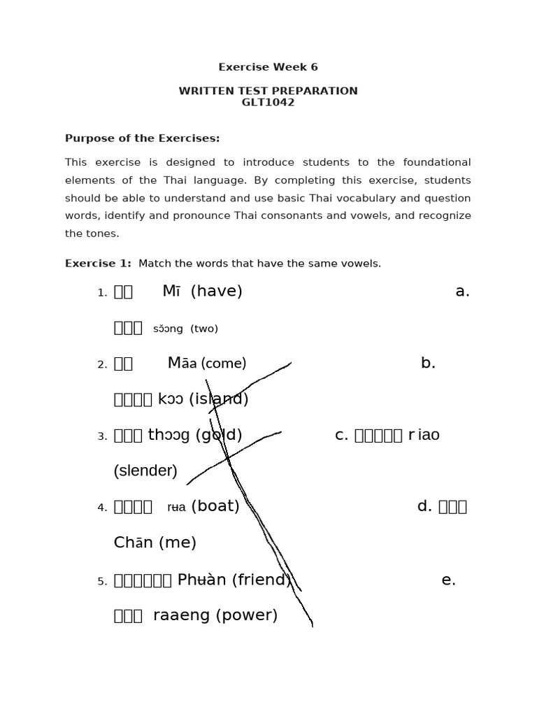 Exercise Week 6 | PDF | Tone (Linguistics) | Thai Language