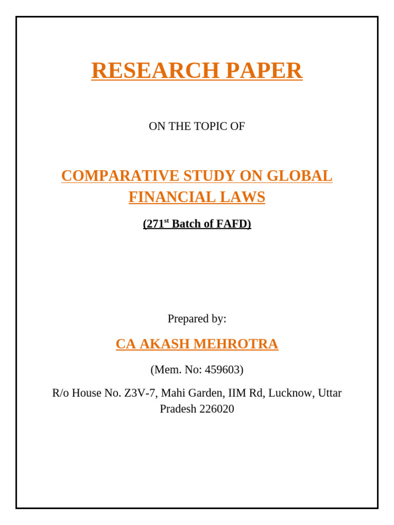 Comparative Study of Global Financial Laws | PDF | Regulatory ...