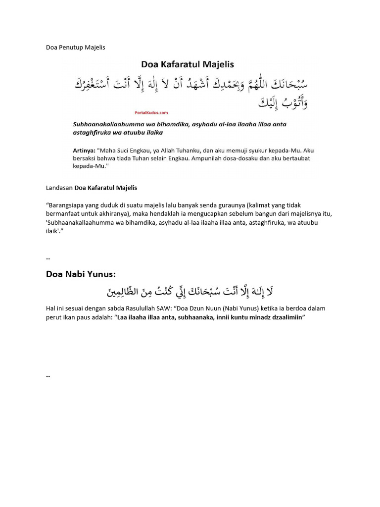 20221216 Doa Penutup Majelis | PDF