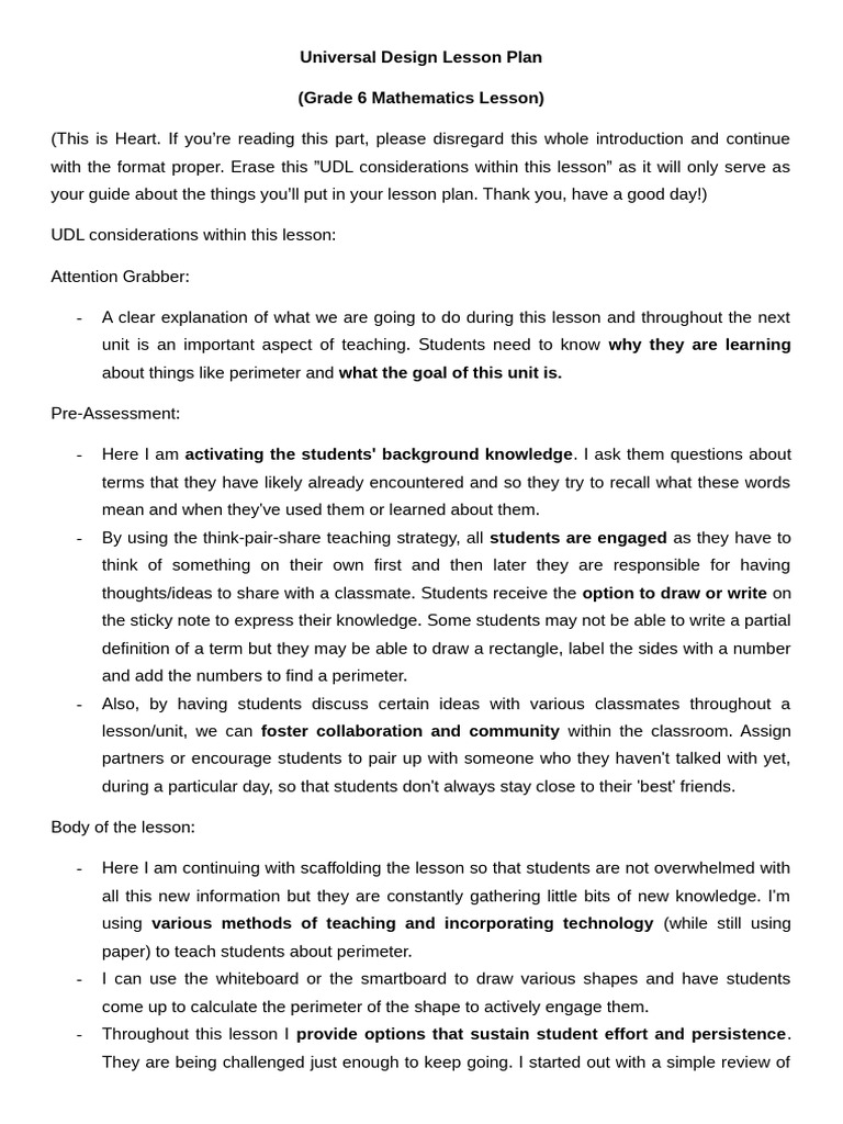 Universal Design Lesson Plan | PDF | Lesson Plan | Knowledge