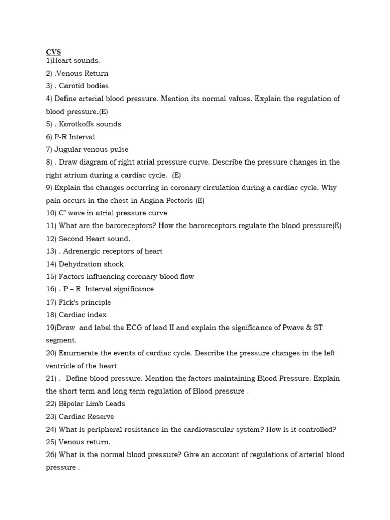 CVS_QUESTIONS-2 | PDF | Heart | Blood Pressure