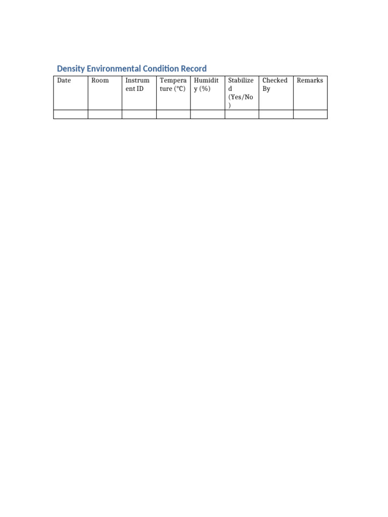 Density Environmental Condition Record | PDF