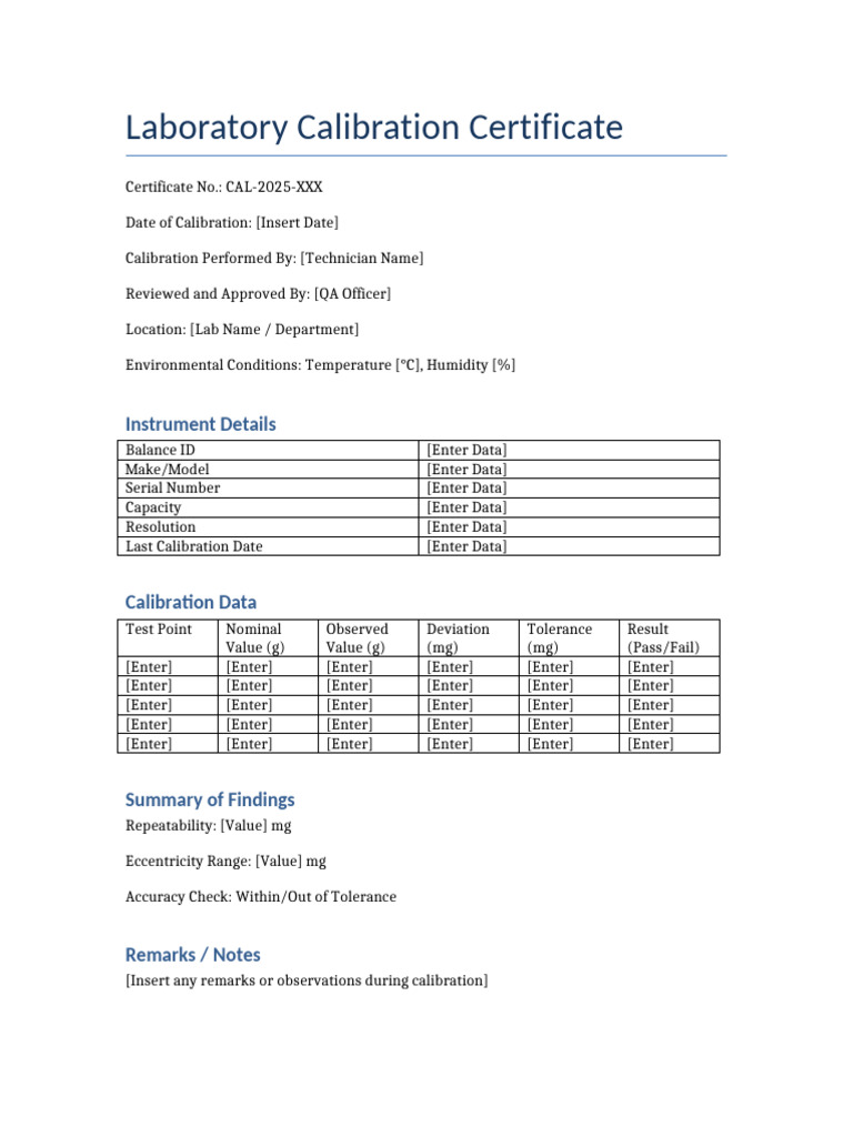 Detailed Calibration Certificate Template | PDF