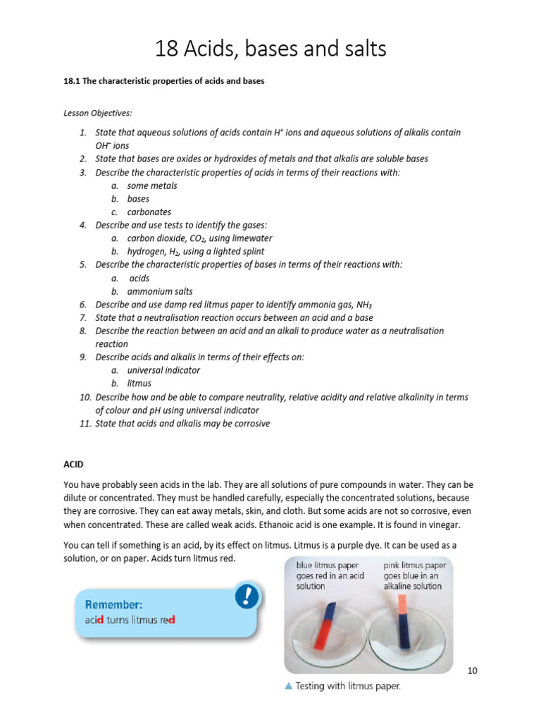 Acids, Bases, and Salts: Properties & Reactions | PDF | Hydroxide | Acid