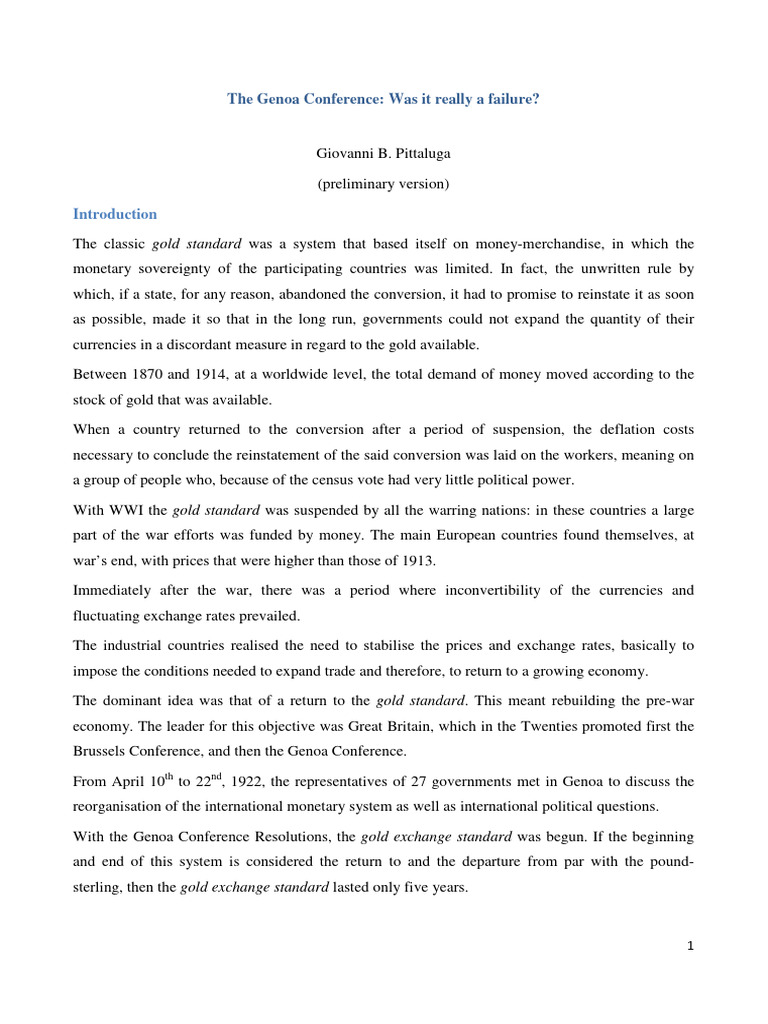 The Genoa Conference Was It Really A Fai | PDF | Gold Standard ...