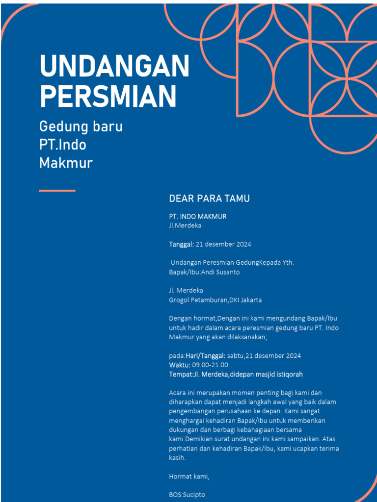 Surat Undangan Peresmian Gedung | PDF