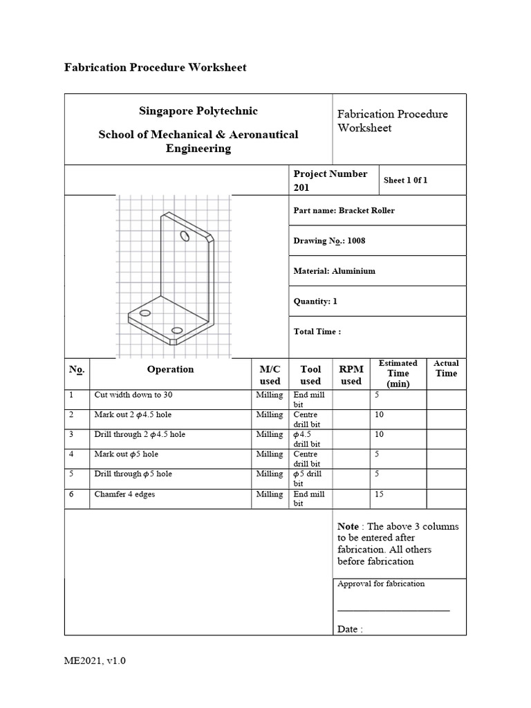 Bracket Roller Fabrication Worksheet | PDF