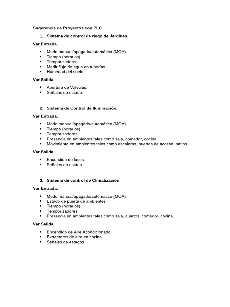 Sugerencia de Proyectos con PLC | PDF