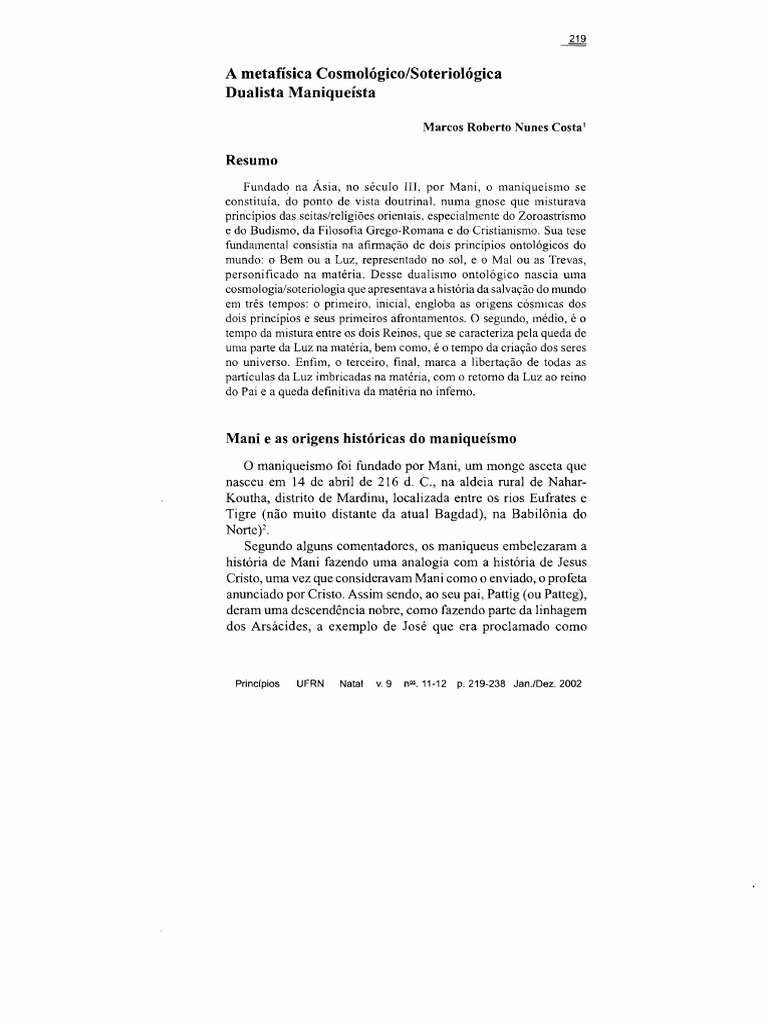 Dualismo e Soteriologia Maniqueista | PDF | Jesus | Agostinho de Hipona
