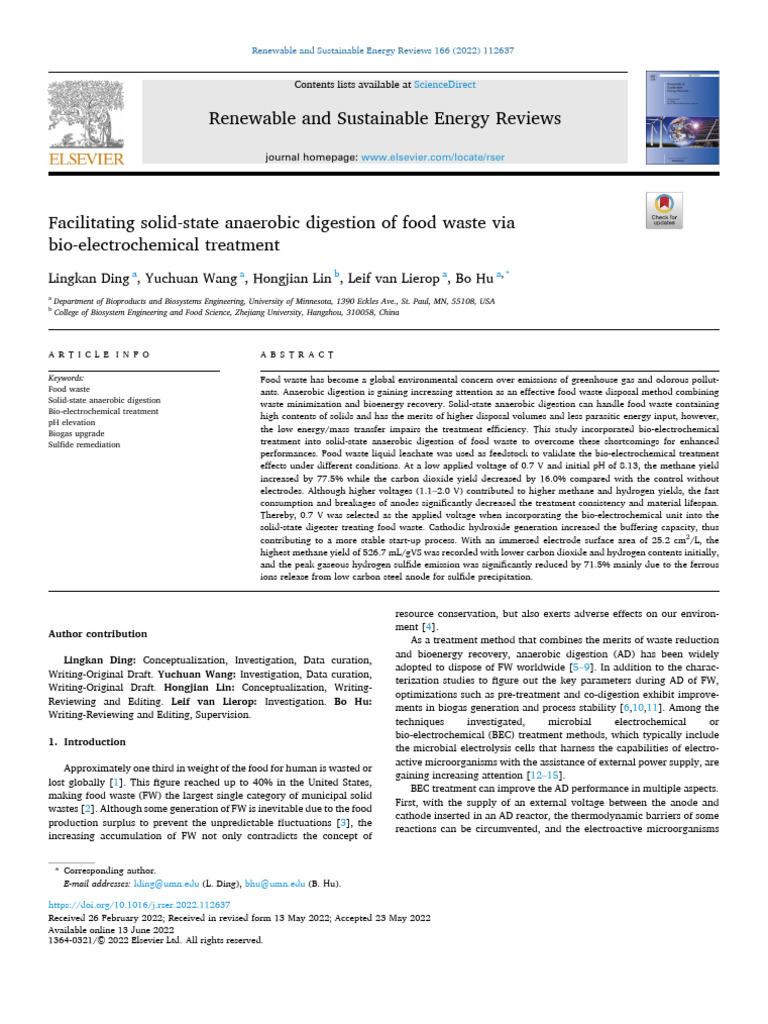 Facilitating Solid-State Anaerobic Digestion of Food Waste Via | PDF ...